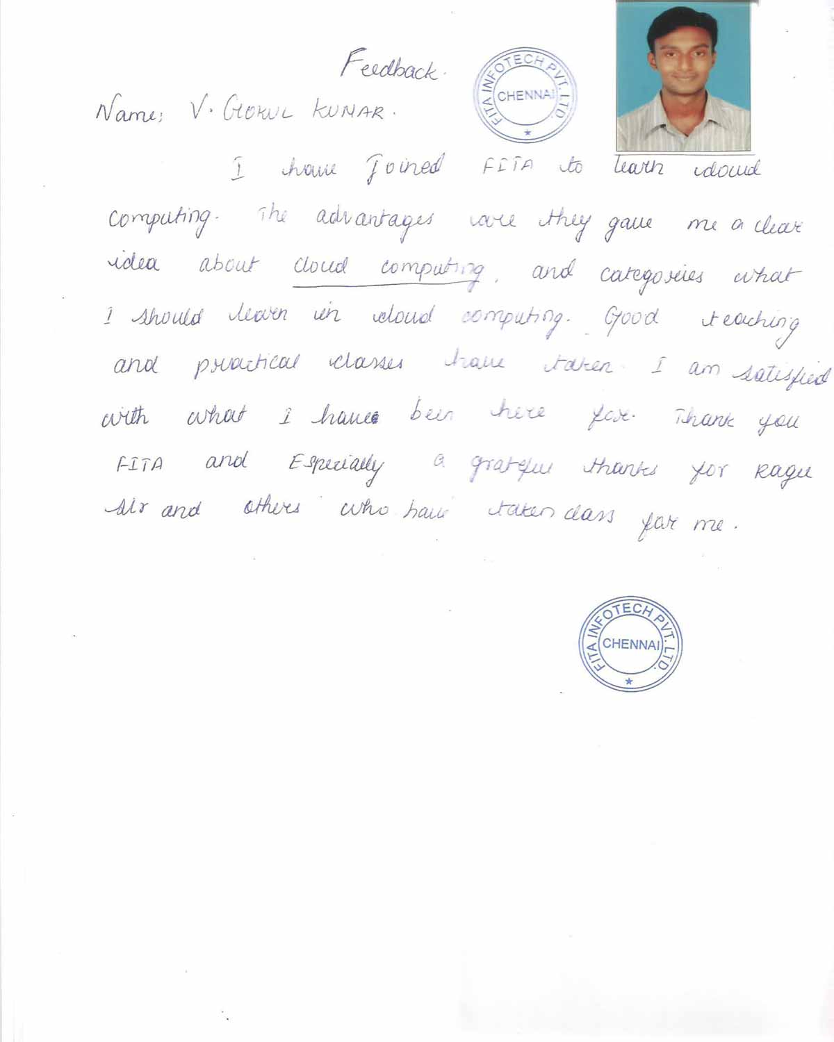 FITA Testimonials | FITA Chennai Reviews | FITA Chennai Complaints FITA Testimonials | FITA Chennai Reviews | FITA Chennai Complaints