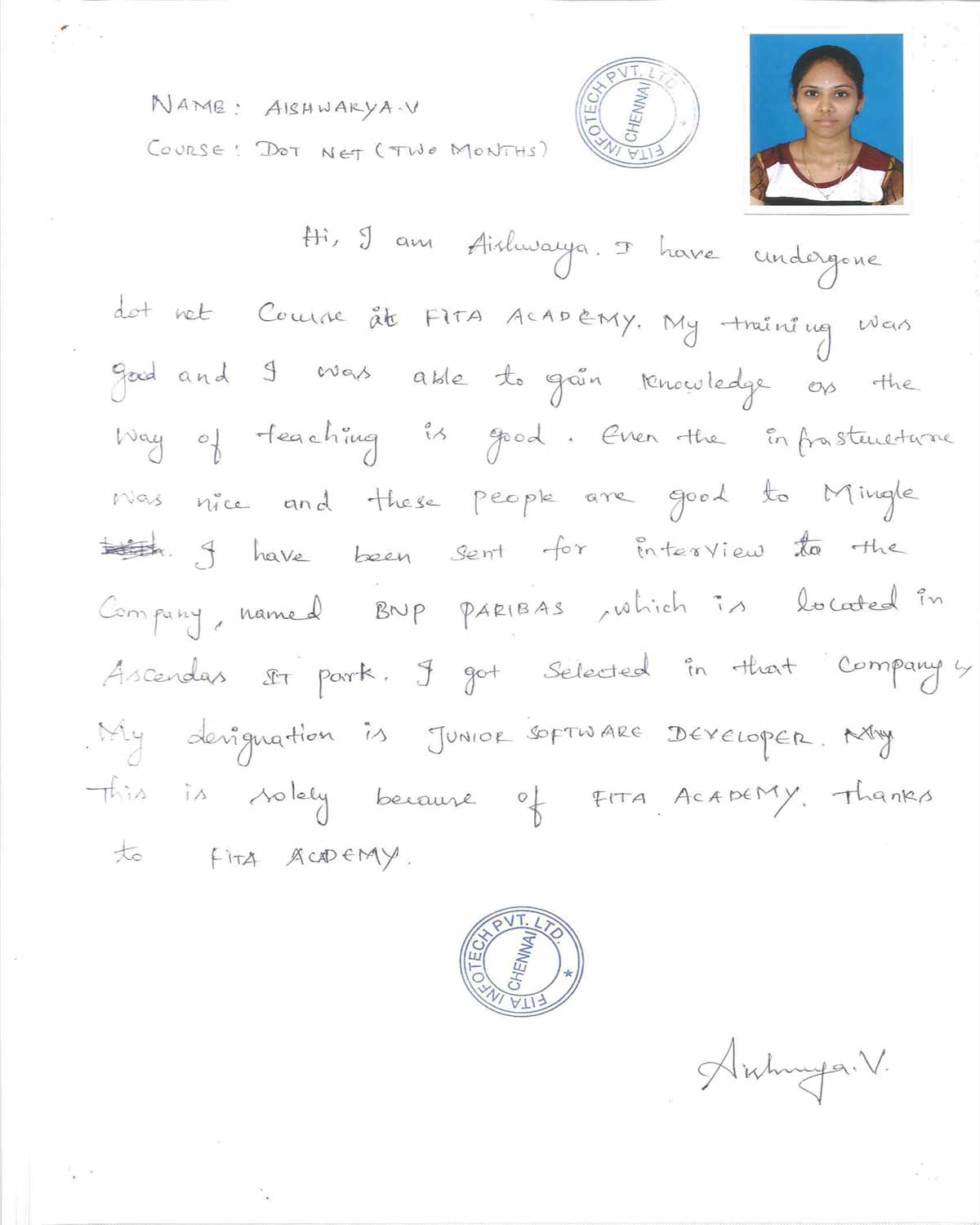 FITA Testimonials | FITA Chennai Reviews | FITA Chennai Complaints FITA Testimonials | FITA Chennai Reviews | FITA Chennai Complaints