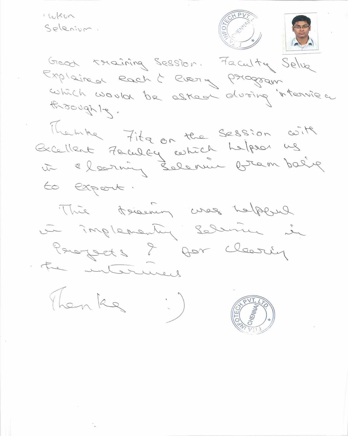 FITA Testimonials | FITA Chennai Reviews | FITA Chennai Complaints FITA Testimonials | FITA Chennai Reviews | FITA Chennai Complaints